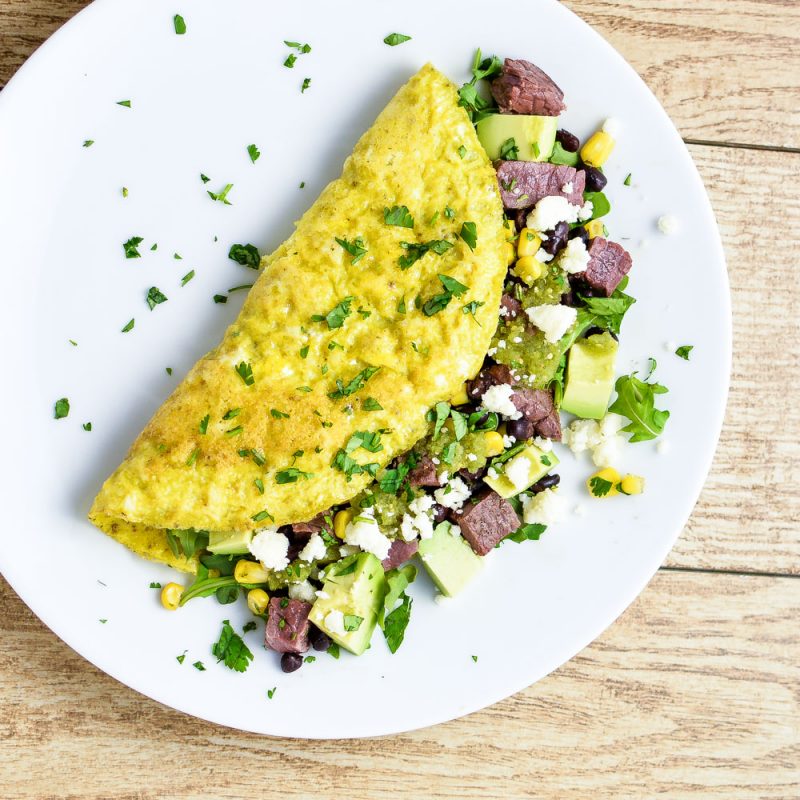 Southwestern Omelet with Quick Salsa Verde
