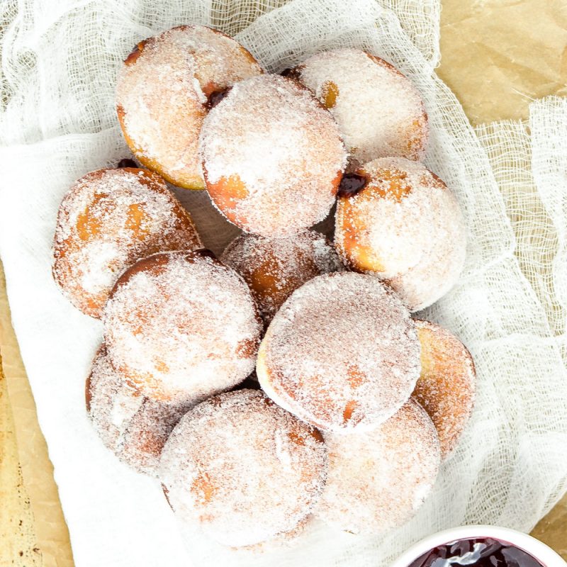 Almond Raspberry Jelly Doughnuts